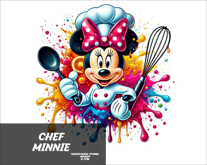 5 PNG Chef Minnie Png Mouse Splash and Watercolor Png Minnie ...
