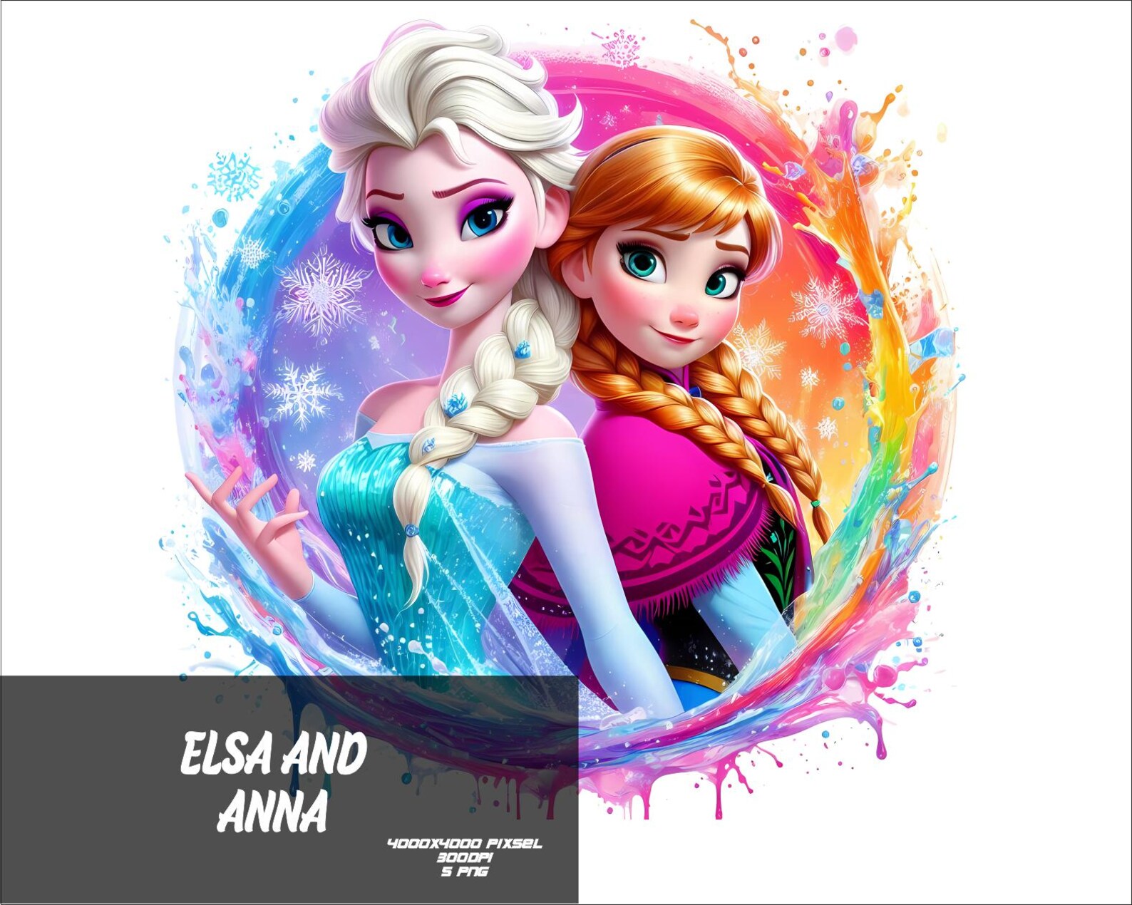 5 PNG Princess Png Elsa and Anna Splash and Watercolor Png Transparent ...