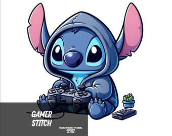 5 PNG Gamer Stitch Png Stitch Splash et aquarelle Png Gamer Stitch ...
