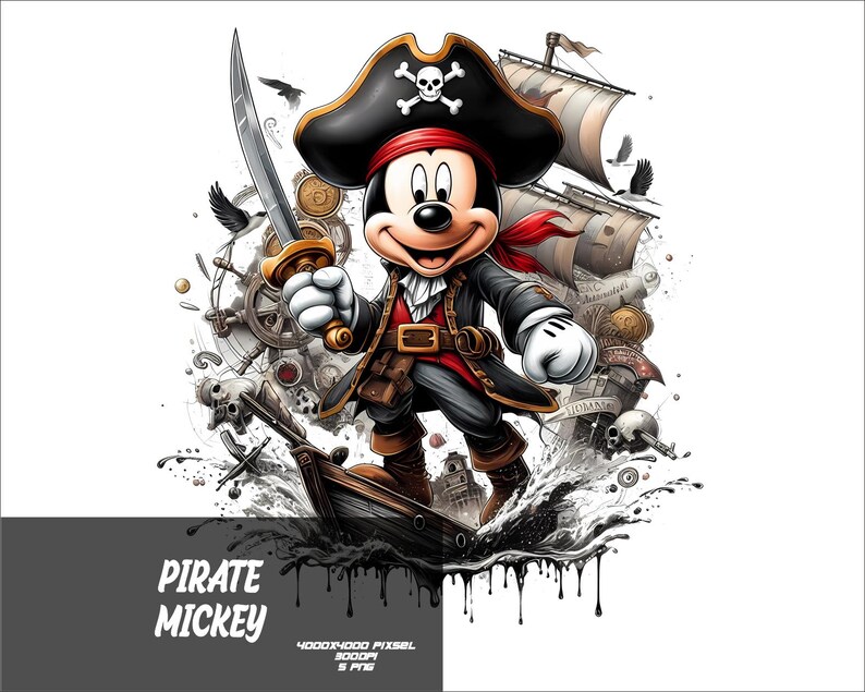 5 PNG Pirate Mickey Png Mouse Splash and Watercolor Png Mickey ...