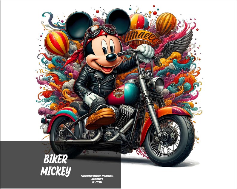 5 PNG Motobiker Mickey Png Mouse Splash and Watercolor Png Mickey ...