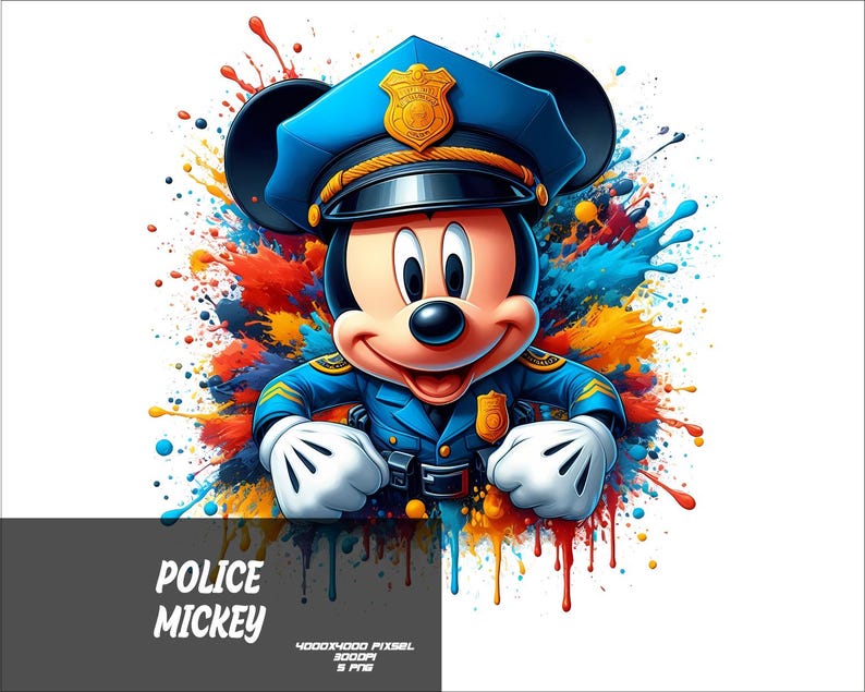 5 PNG Police Mickey Png Mouse Splash and Watercolor Png Mickey ...