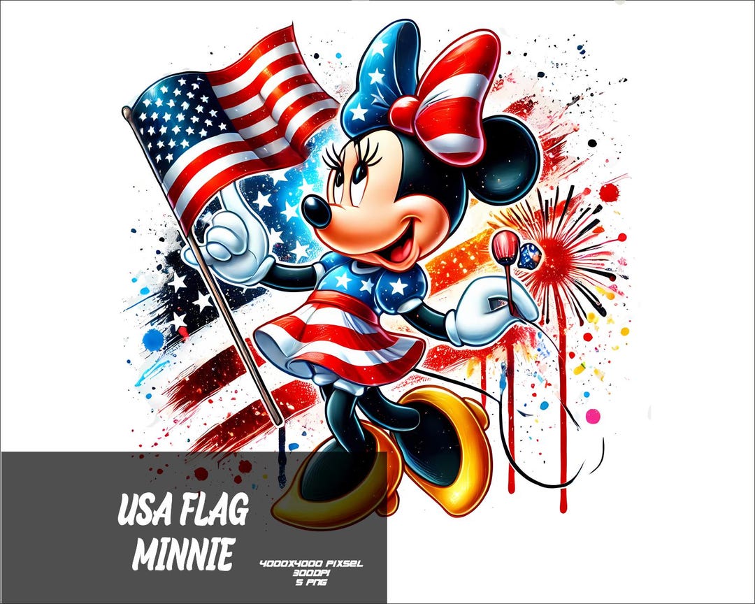 5 PNG Patriotic Minnie Png Mouse Splash and Watercolor Png American ...