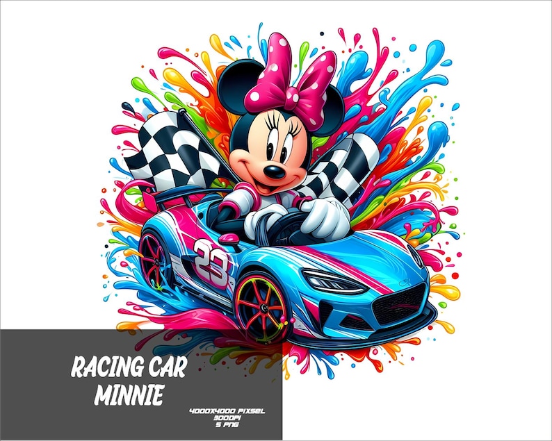 5 PNG Racing Car Minnie Png Mouse Splash and Watercolor Png Minnie ...