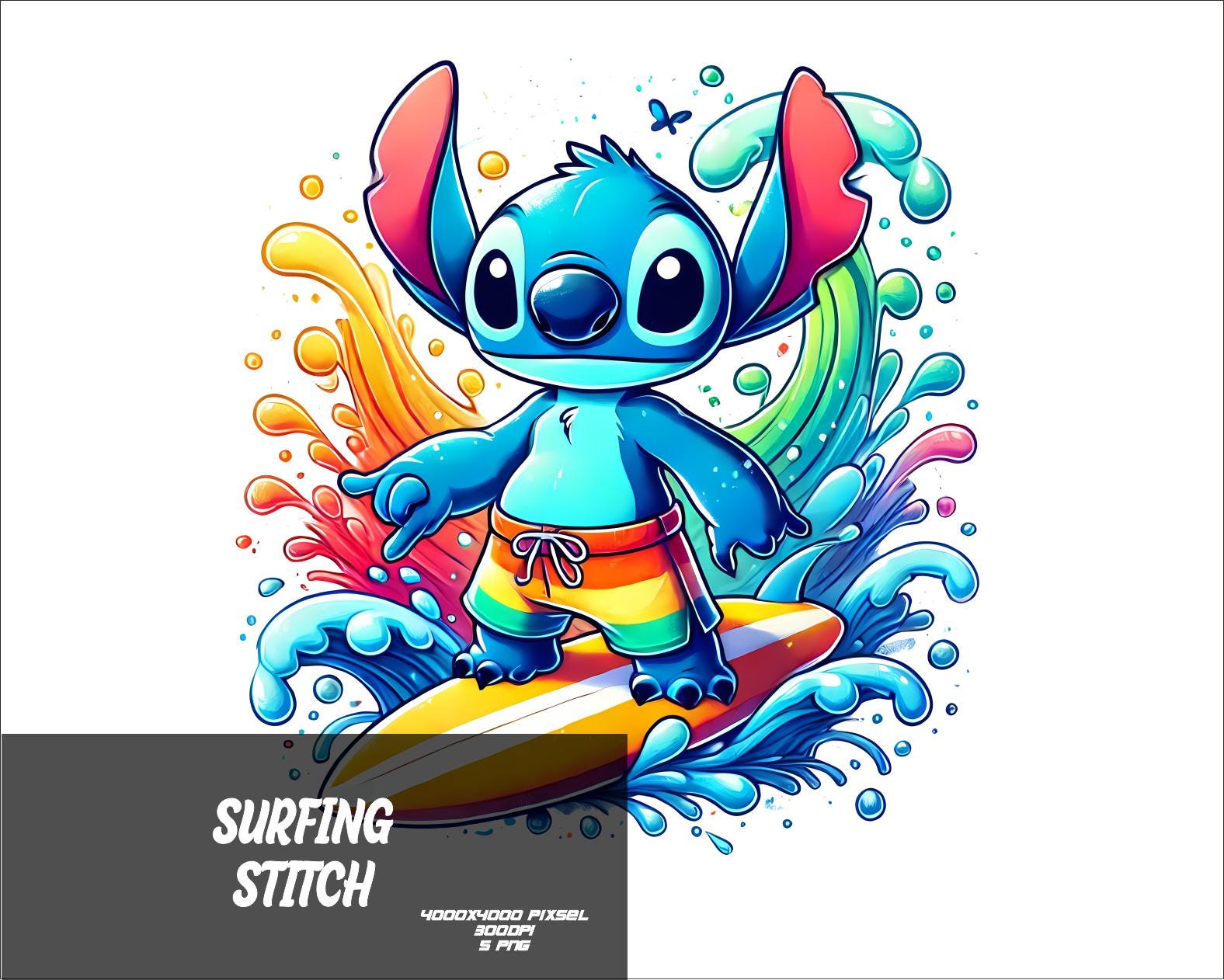 5 PNG Surfing Stitch Png Stitch Splash and Watercolor Png Stitch ...