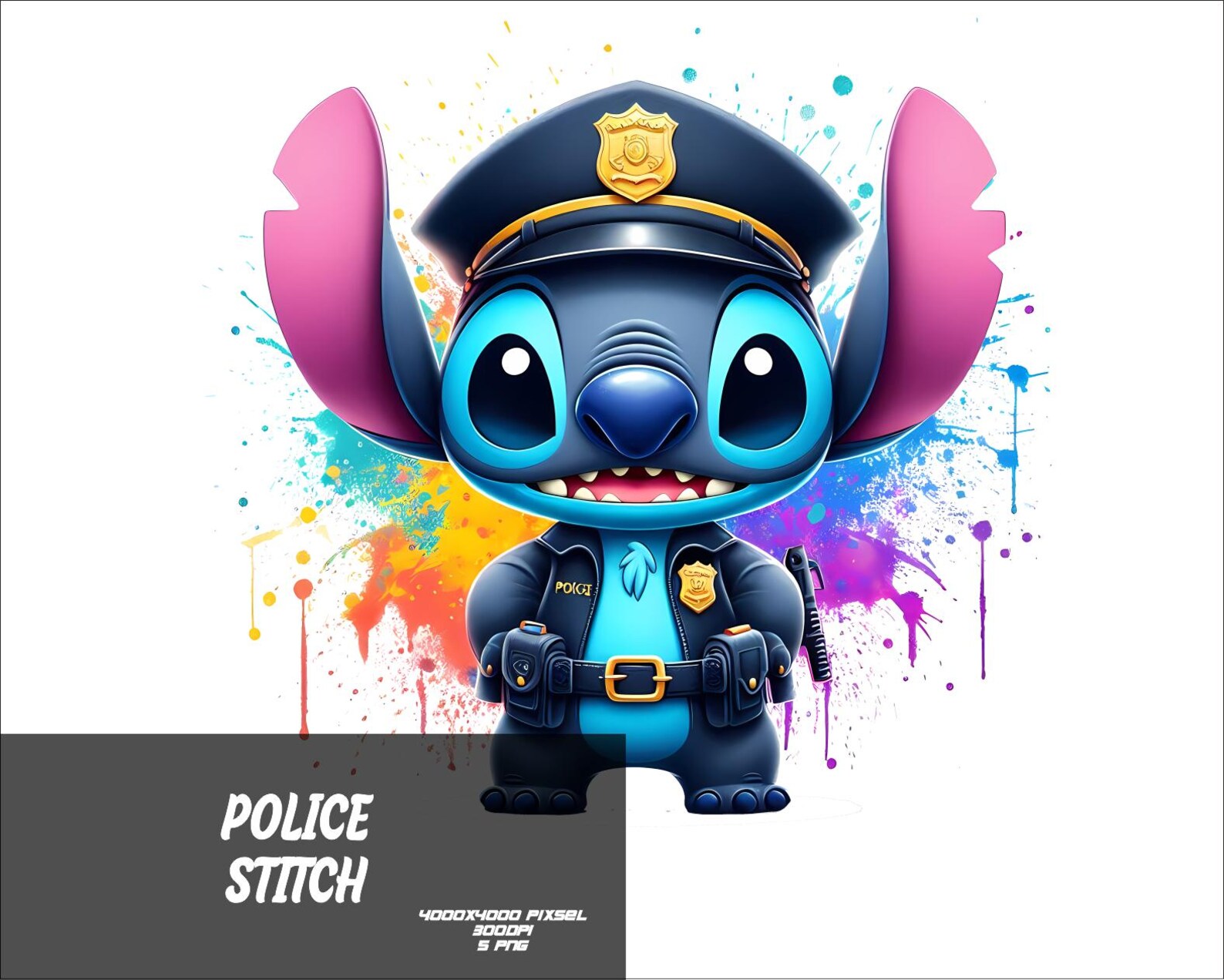 5 PNG Police Stitch Png Stitch Splash and Watercolor Png Stitch ...