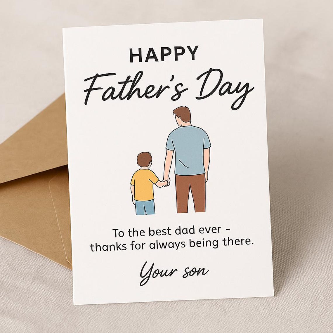 Father's Day Card From Son: Heartfelt Printable Gift (5x7 & A4 Sizes ...