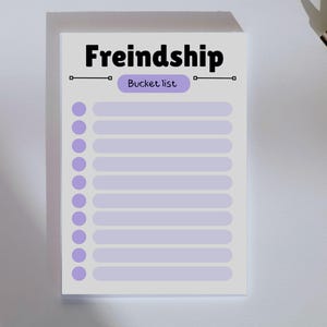 Friendship Bucket List – Printable & Fillable PDF, Fun Best Friend ...