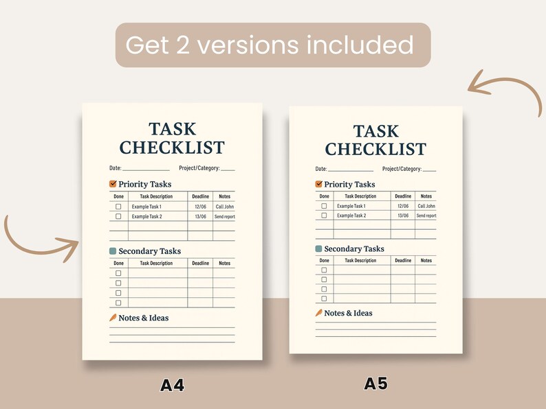 Printable Task Checklist for Adults Daily to Do List PDF Minimalist ...