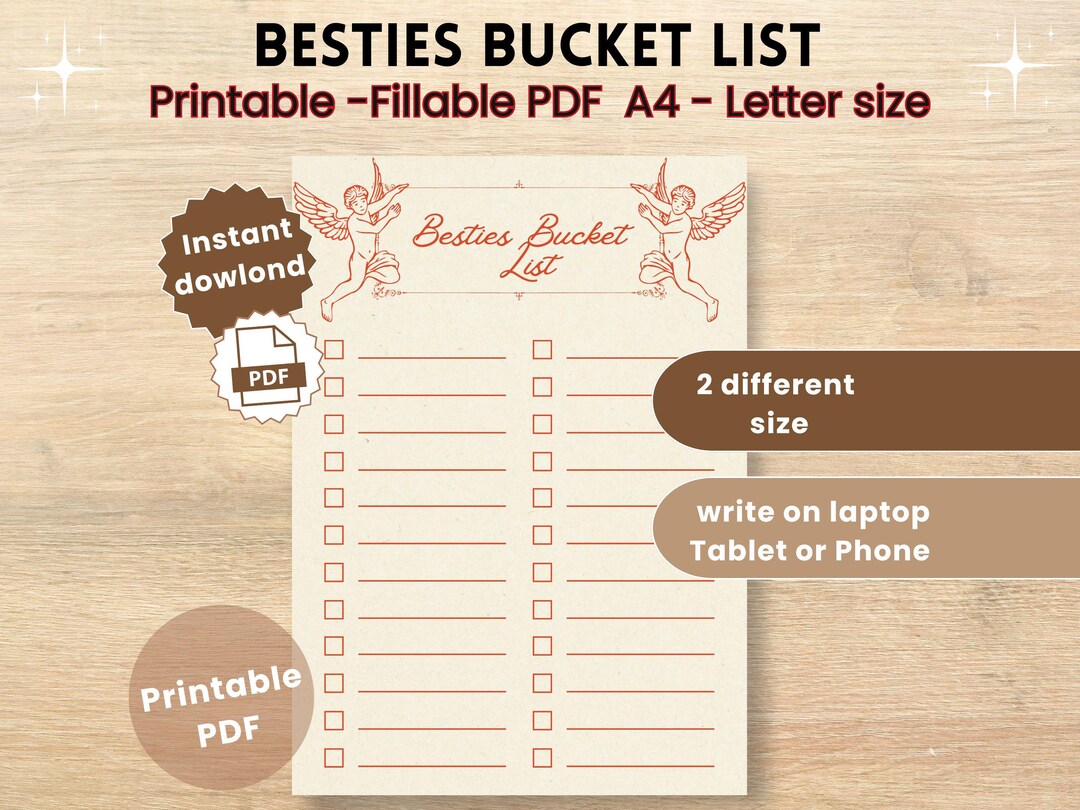 Besties Bucket List Printable: Vintage Friendship Journal (PDF) - Etsy ...