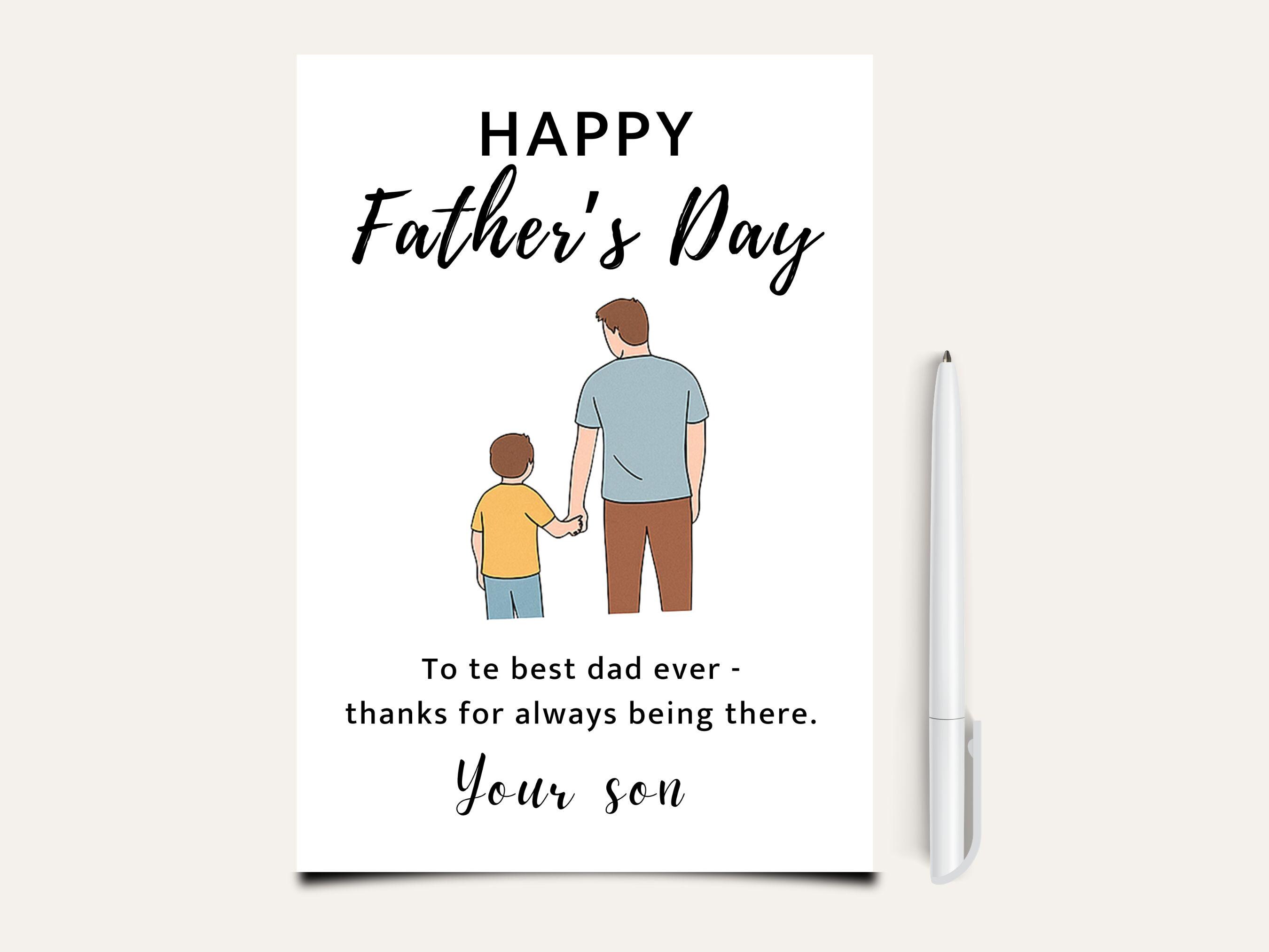 Father's Day Card From Son: Heartfelt Printable Gift (5x7 & A4 Sizes ...