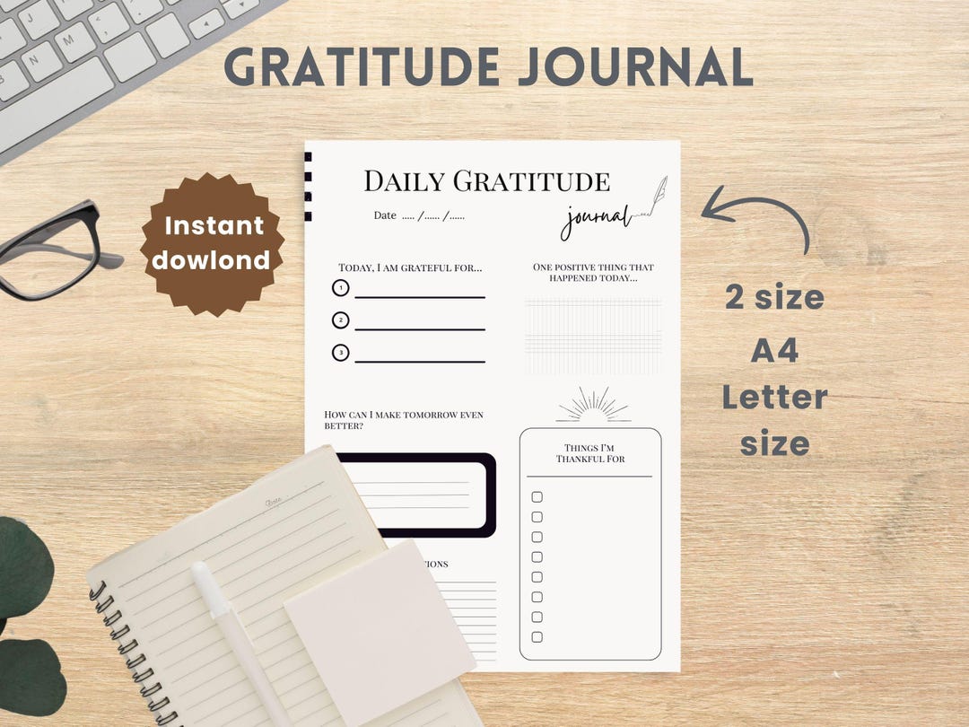 Daily Gratitude Journal Printable – Self-care & Mindfulness Planner ...
