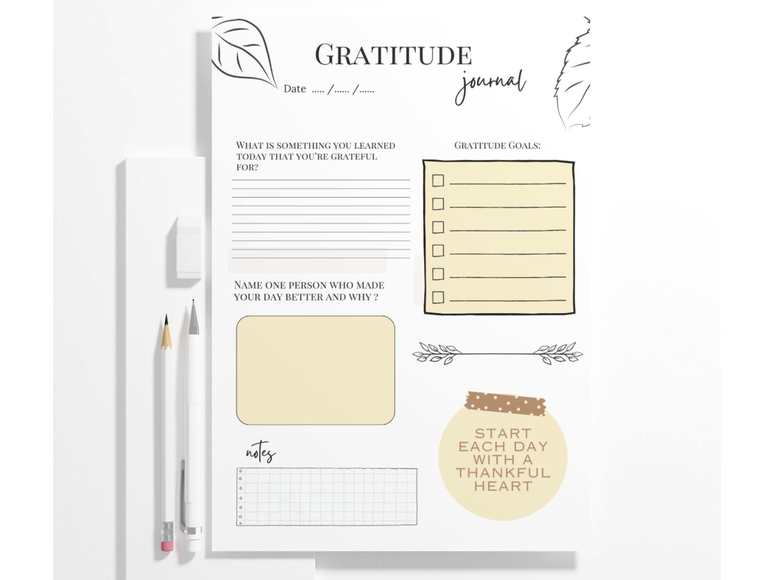 Gratitude Journal Printable, Daily Gratitude Planner, Minimalist ...