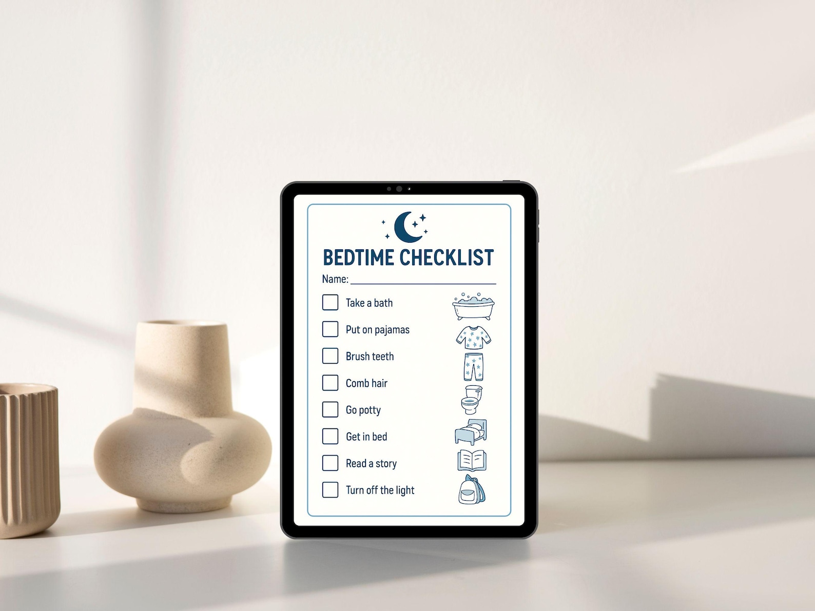 Printable Bedtime Checklist for Kids: A4 Nighttime Routine Chart (PDF ...