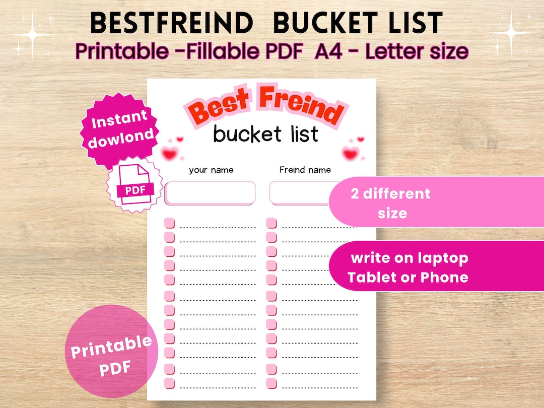 Printable Friendship Checklist – Digital Journal Page, Fun Best Friend ...
