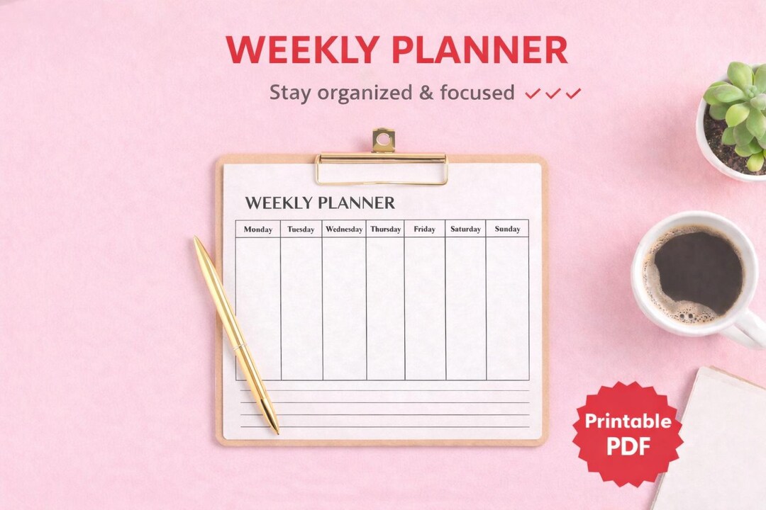 BACK to SCHOOL- Weekly Planner Printable: Minimalist Design (digital ...
