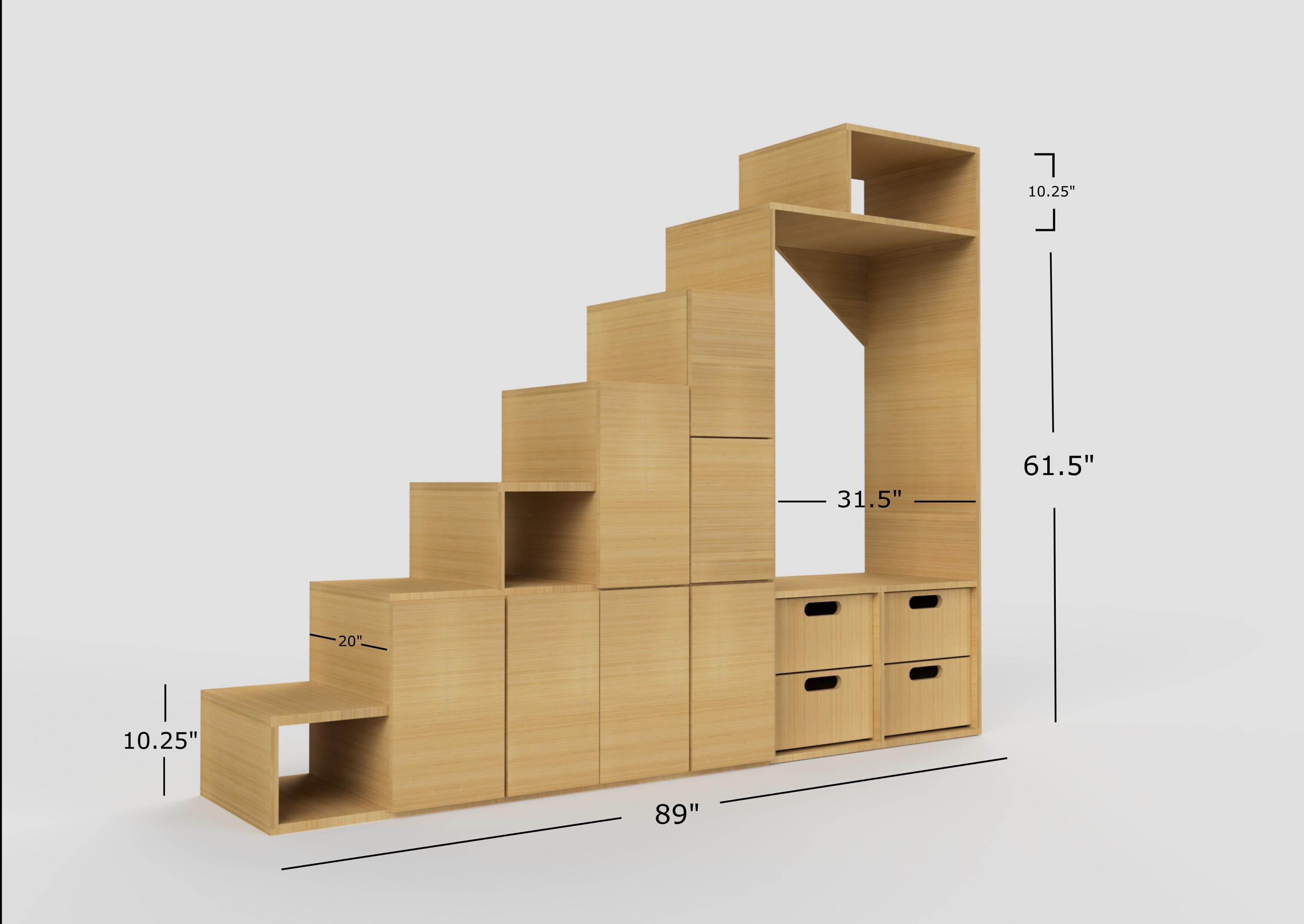 Bamboo Loft Stairs - Tiny Home Staircase With Storage & Bench - Etsy