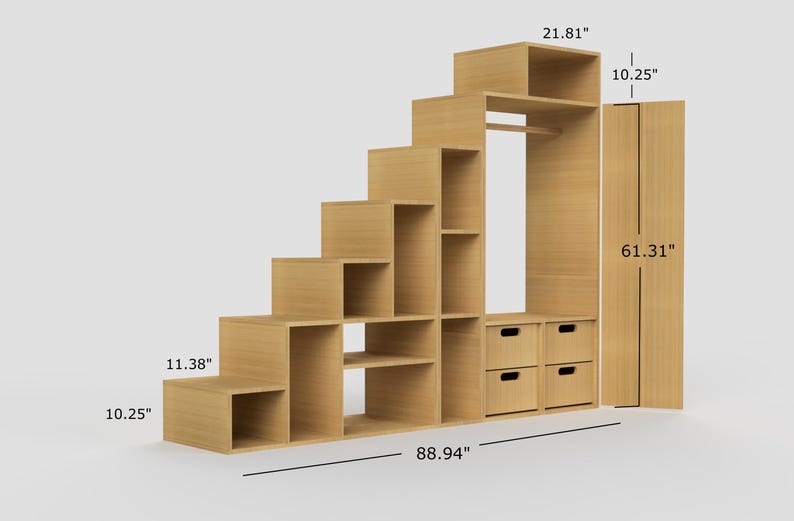 Tiny Home Stairs- Loft Stairs With Storage and Wardrobe - Etsy