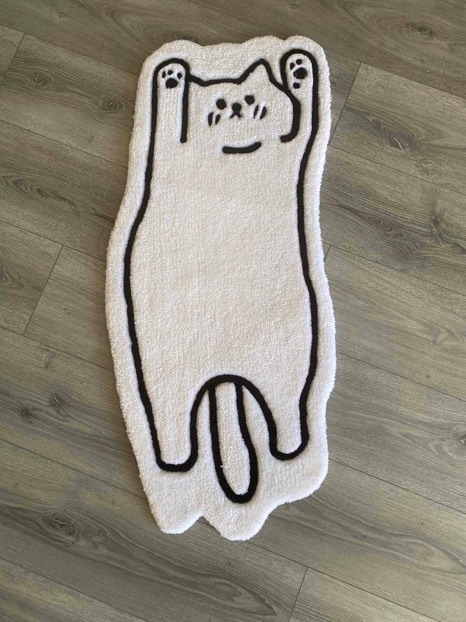 Pearl White Cat Tufting Rug Handmade Home Decor Wall Art, Custom Design ...