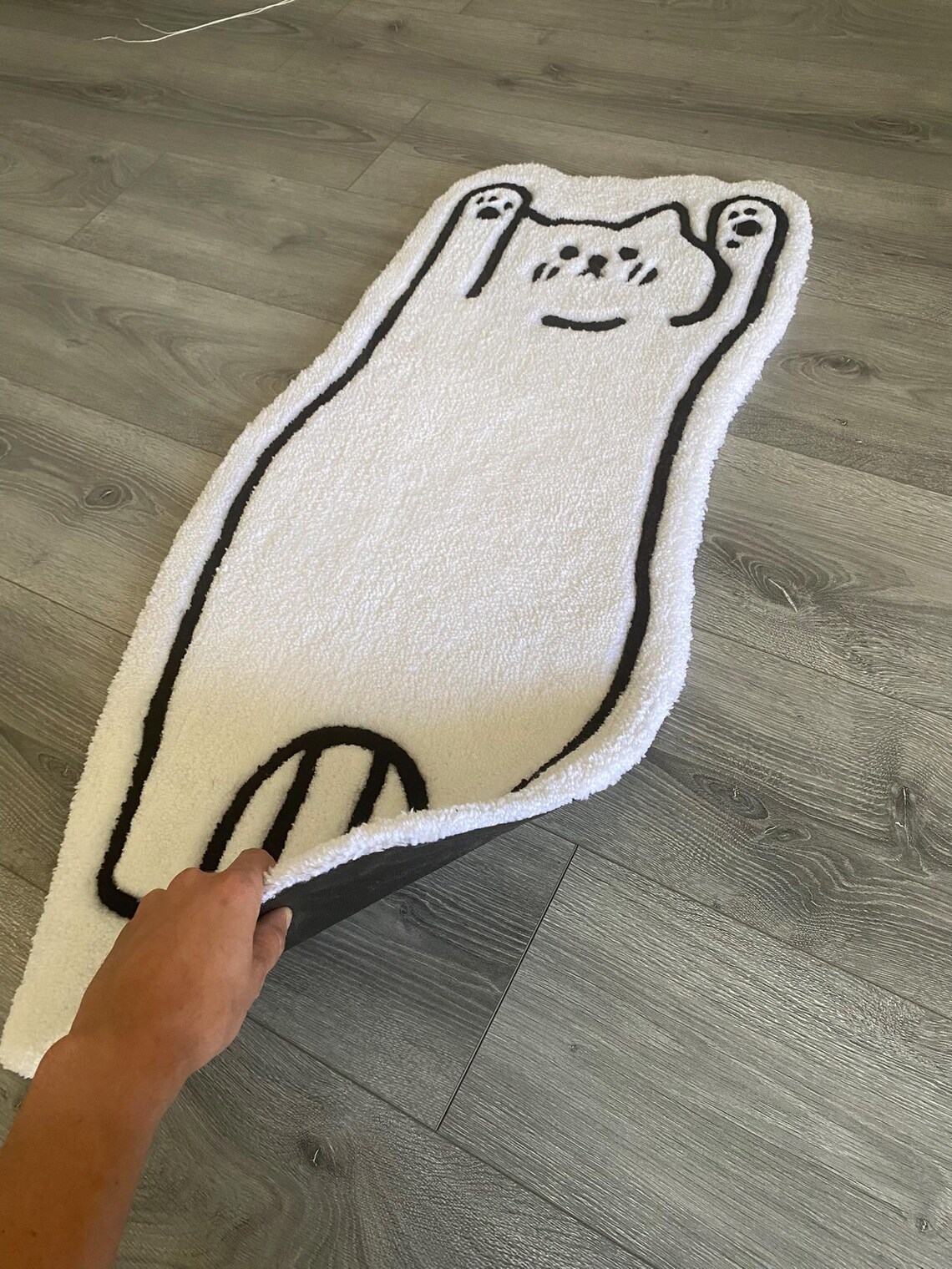 Pearl White Cat Tufting Rug Handmade Home Decor Wall Art, Custom Design ...