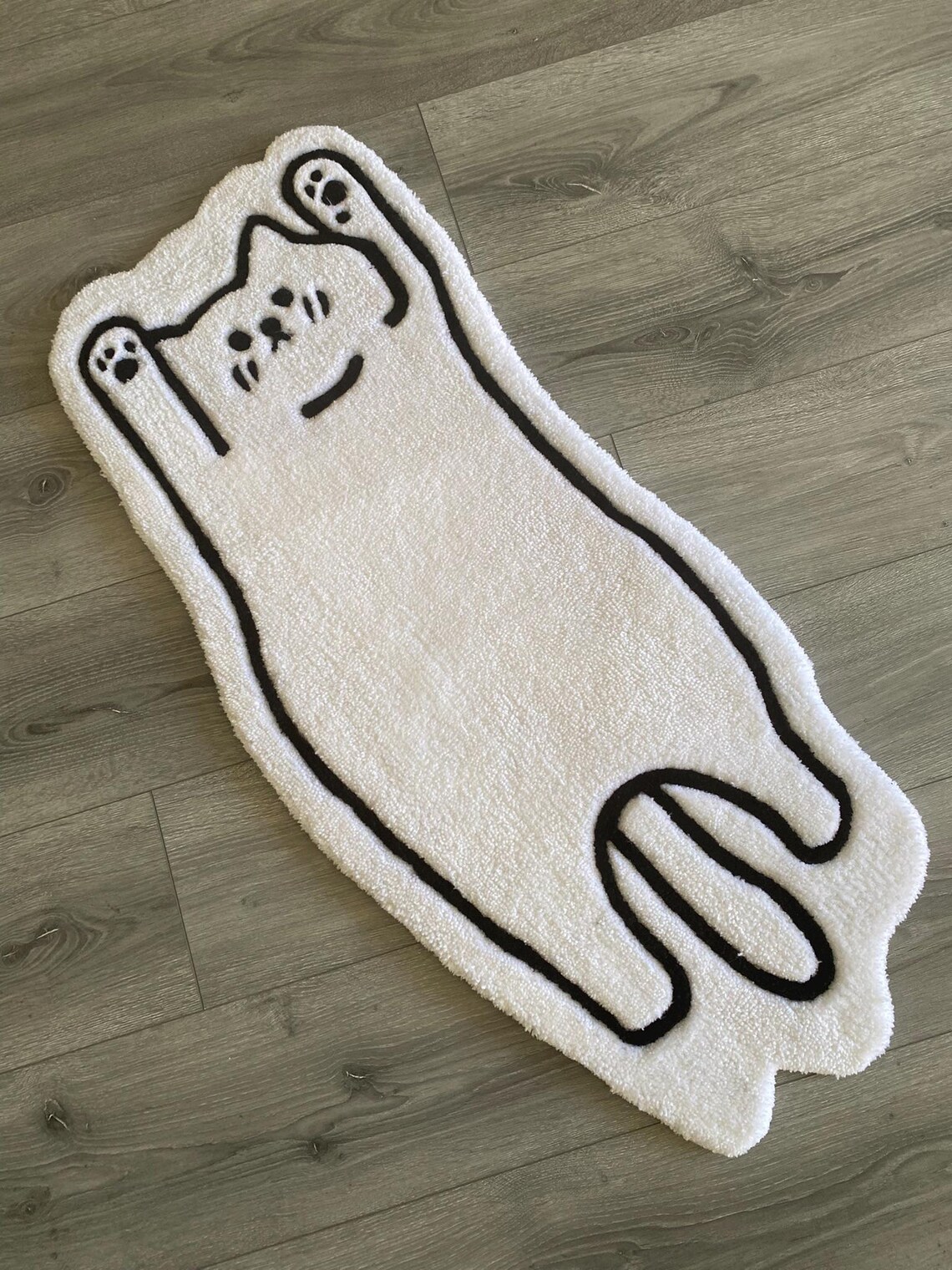 Pearl White Cat Tufting Rug Handmade Home Decor Wall Art, Custom Design ...