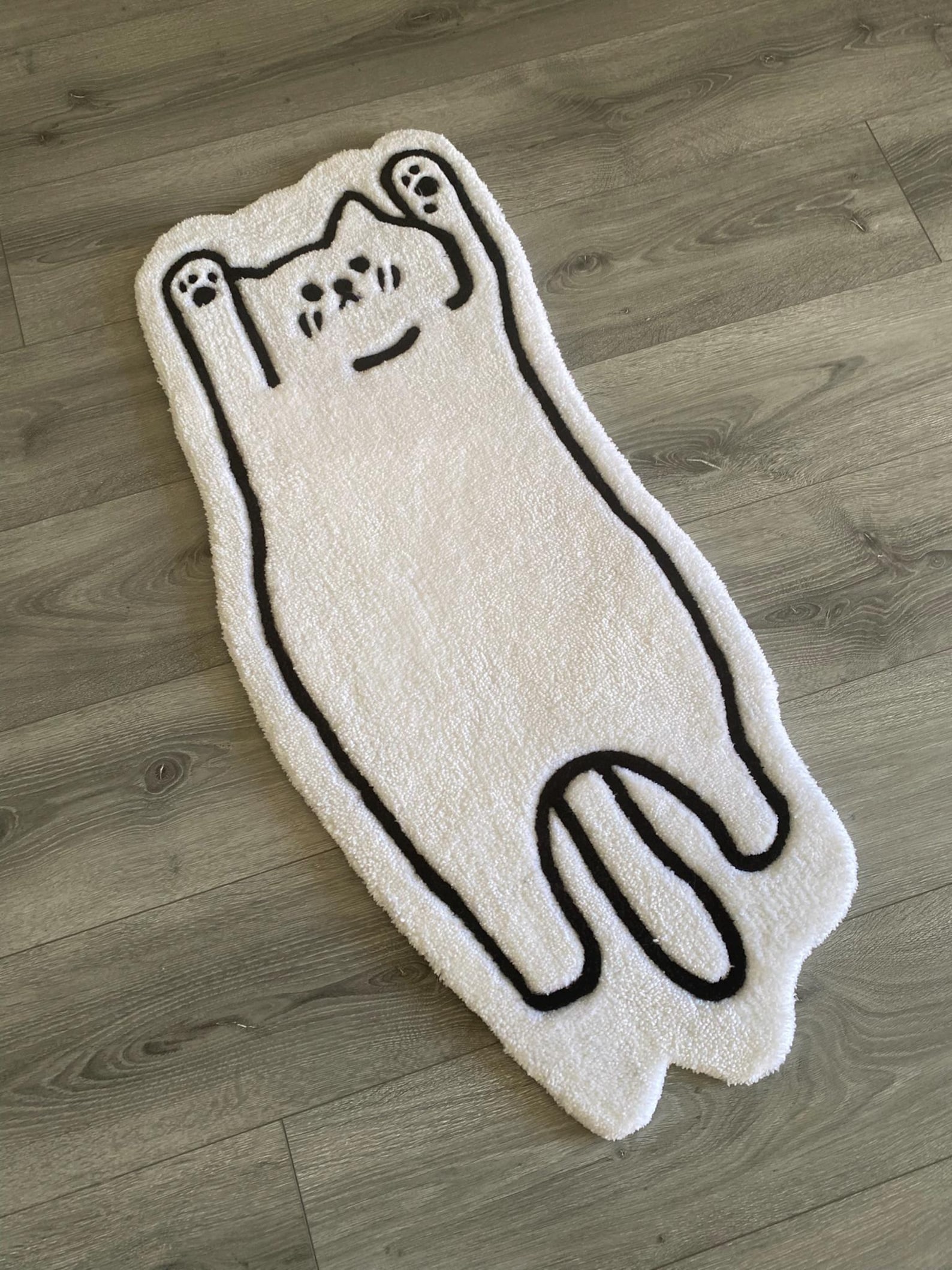 Pearl White Cat Tufting Rug Handmade Home Decor Wall Art, Custom Design ...
