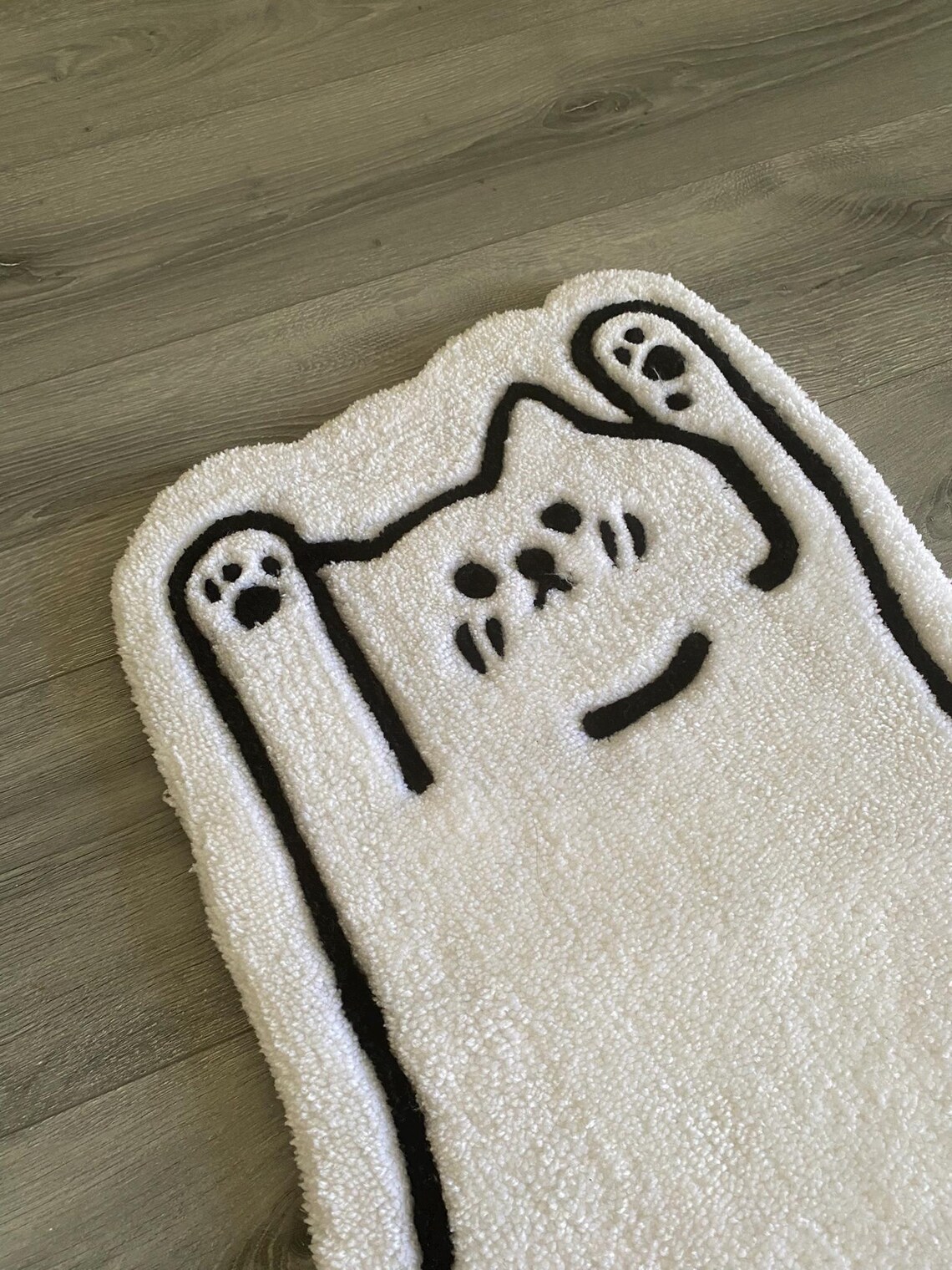 Pearl White Cat Tufting Rug Handmade Home Decor Wall Art, Custom Design ...