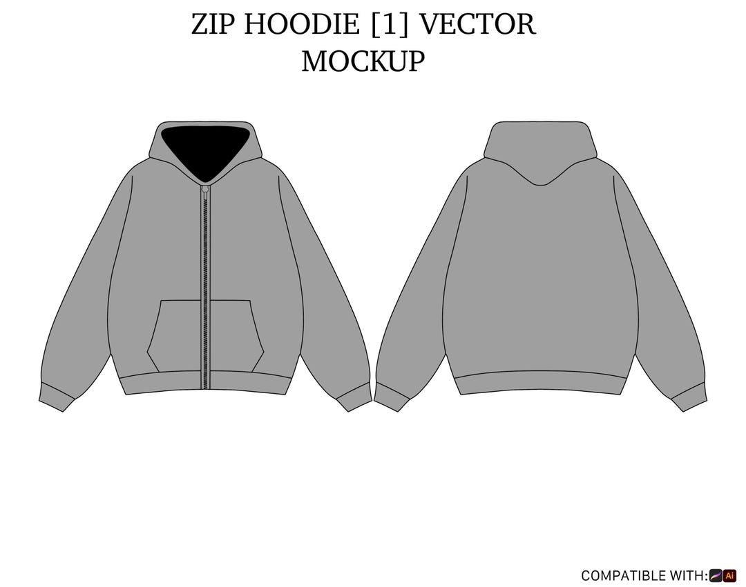 Zip Hoodie Vector Mockup [1] [REWORK] - Etsy