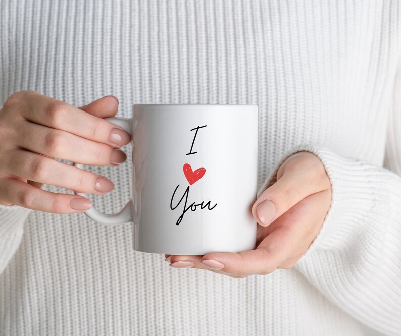 I Love You Mug With Heart Design Romantic Coffee Mug, Cute Valentines ...