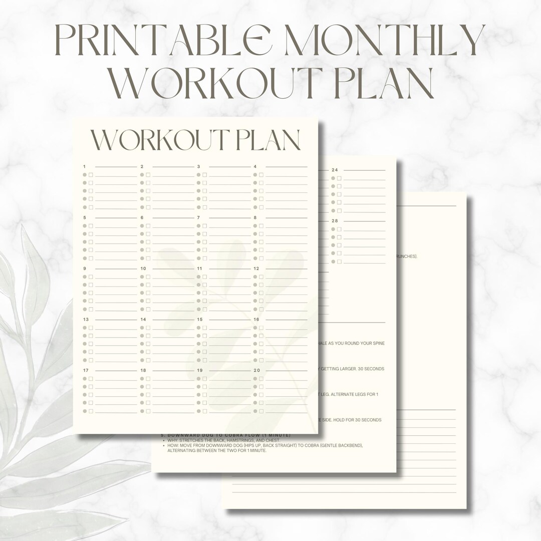 31-day Workout Plan | Printable PDF Fitness Journal With Stretch and ...