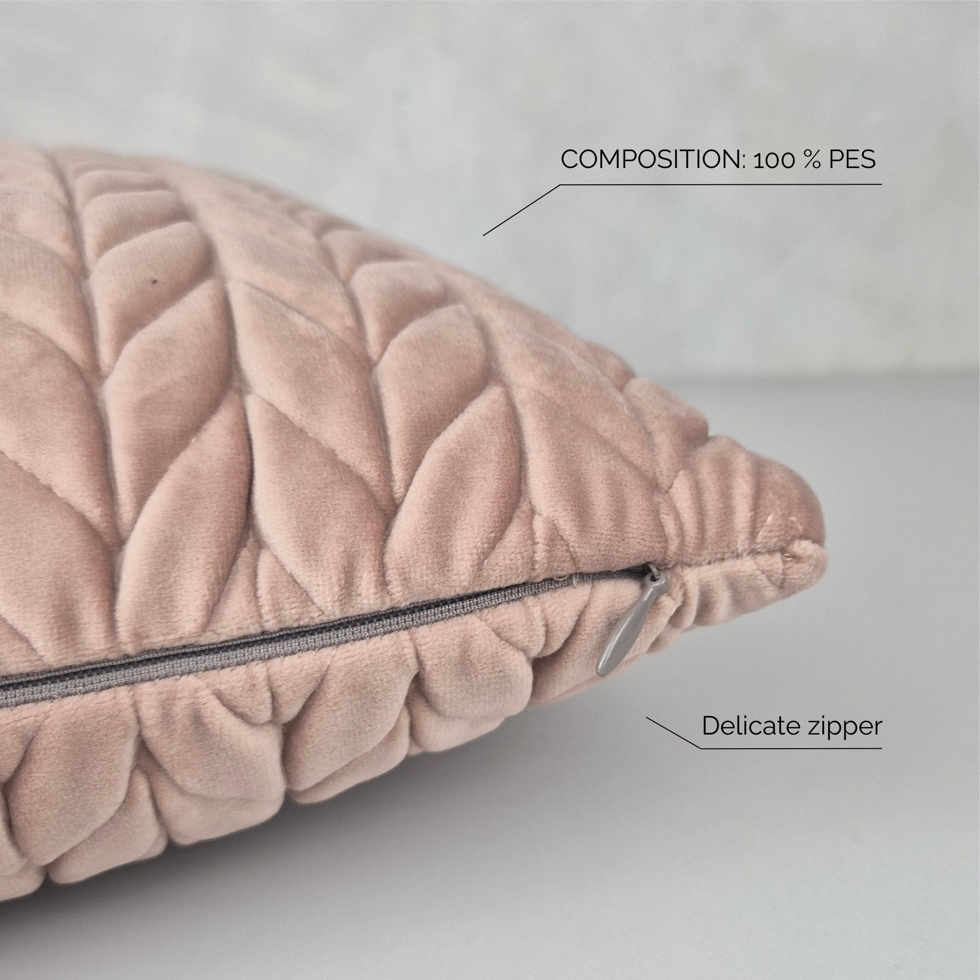 Quilted Braid Textured Velvet Throw Pillow Cover - Apricot Beige Color ...