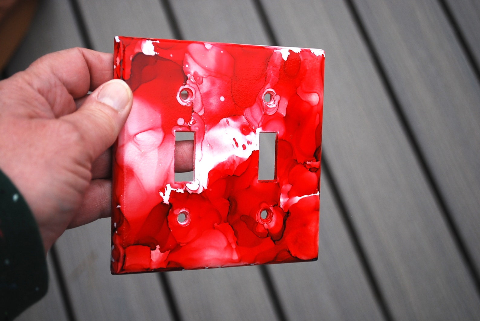 Hand Painted RED Double Light Switch Plates Colorful | Etsy