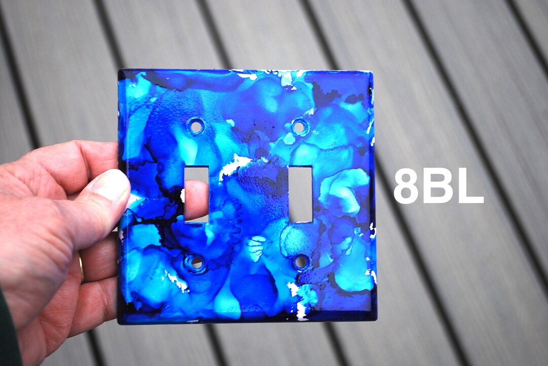 Hand Painted BLUE Double Light Switch Plates, Colorful Switchplates ...