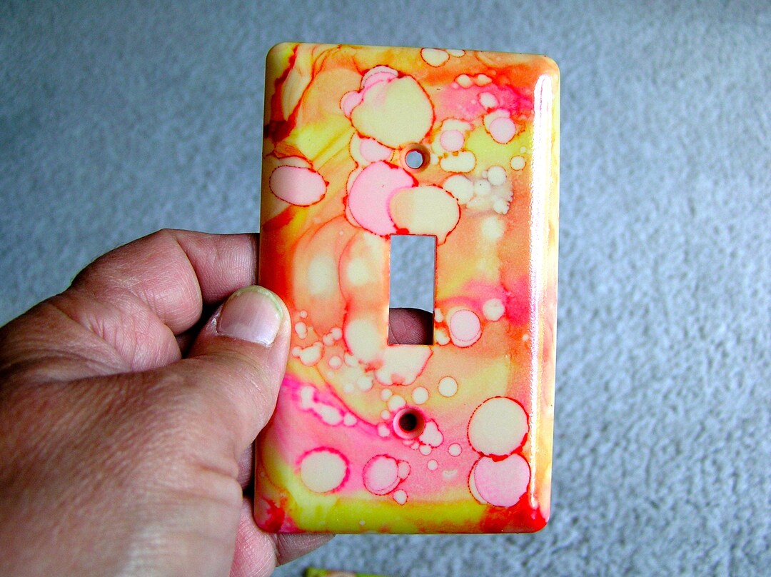 Hand Painted Light Switch Plates, Colorful Switchplates, Alcohol Ink ...