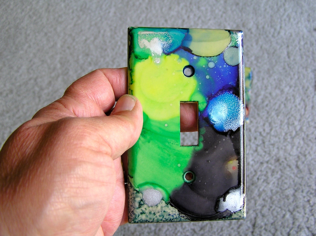 Hand Painted Light Switch Plates, Colorful Switchplates, Alcohol Ink ...
