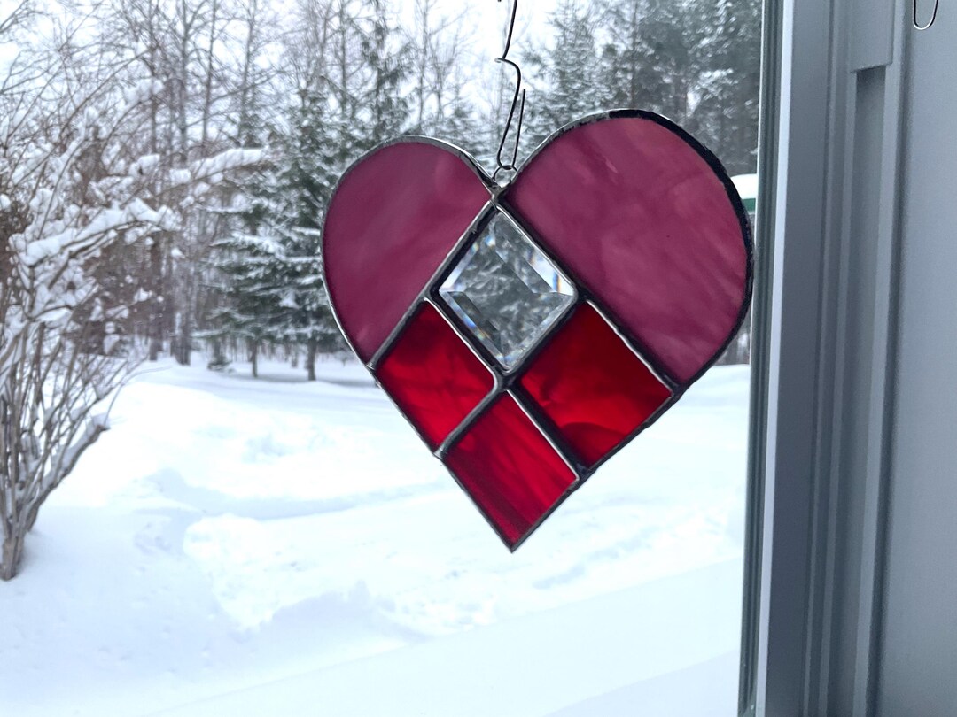 BEAUTIFUL HEART Stained Glass, Glass Heart, Glass Sun Catcher, Colorful ...