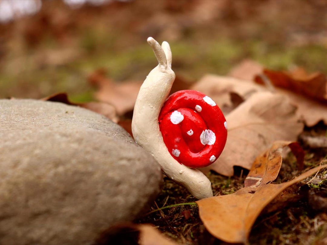Handmade Polymer Clay Snail Sculpture, Cute Pottery Snail Figurine for ...