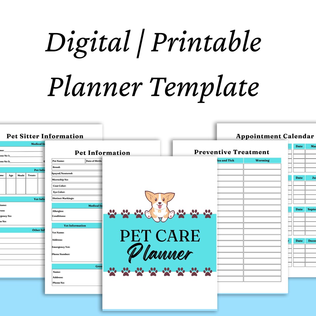 Pet Planner Printable | Pet Care Organizer | Vet Visit & Vaccination ...