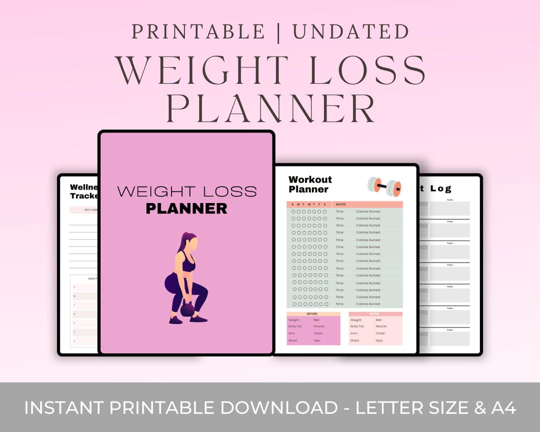 Weight Loss Planner, Weightloss Tracker, Fitness Planner PRINTABLE ...