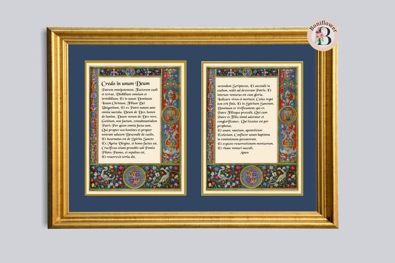 Nicene Creed Latin Prayer Art Print: Medieval Catholic Wall Art ...