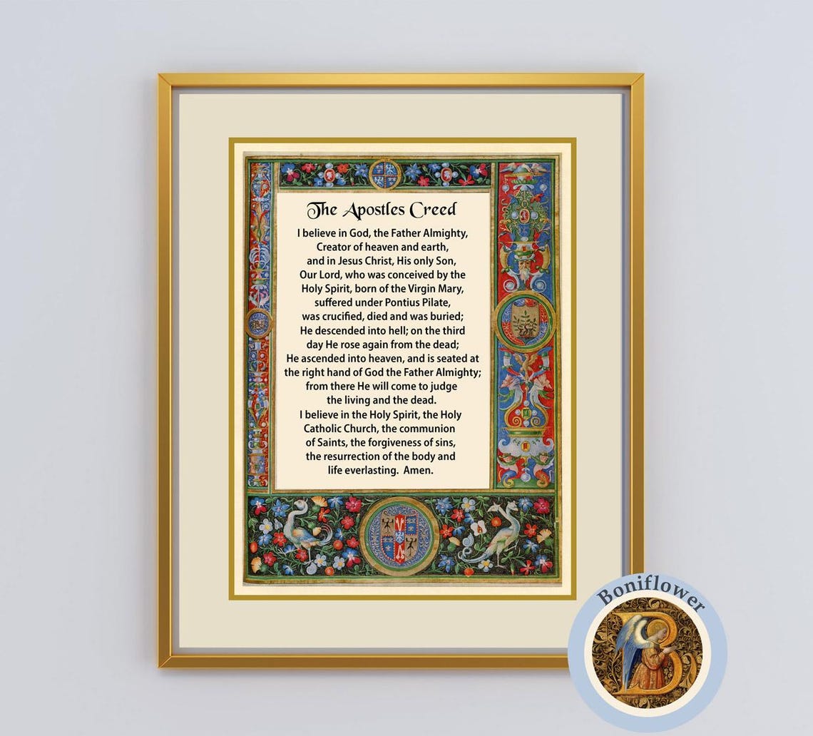 Apostles Creed Prayer Art Print: Medieval Catholic Christian (digital ...