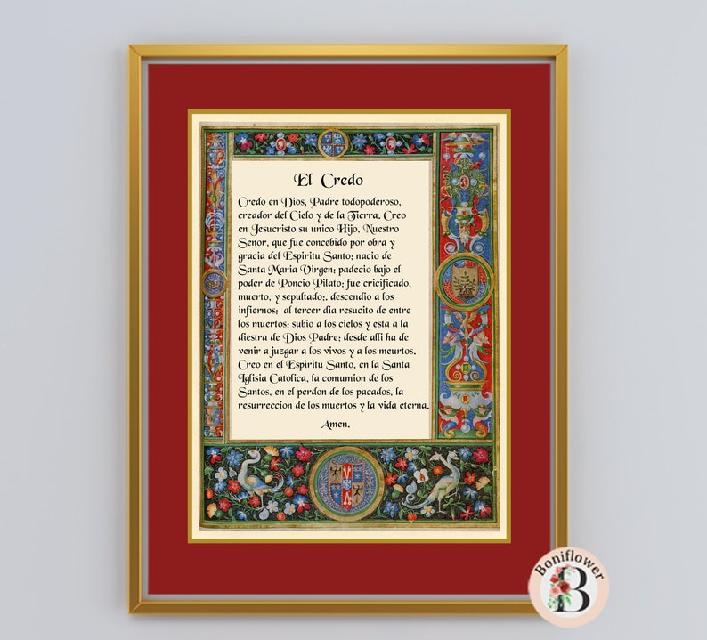 El Credo Spanish Apostles Creed Prayer Digital Medieval Image Catholic ...