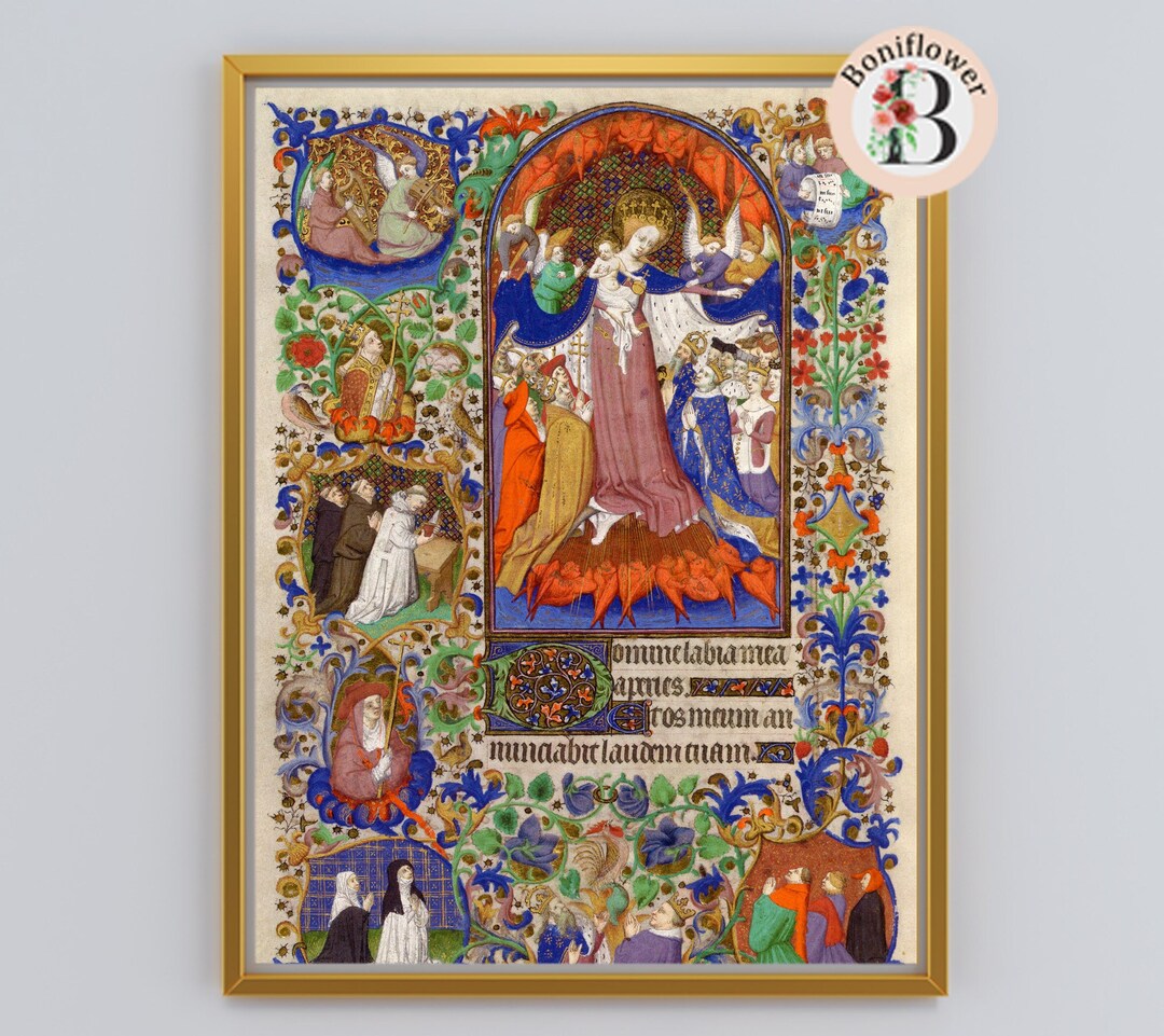 Virgin Mary Protector Reproduction Medieval Illuminated Manuscript ...