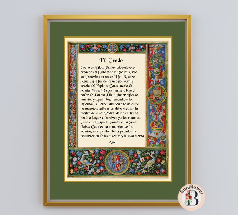 El Credo Spanish Apostles Creed Prayer Digital Medieval Image Catholic ...