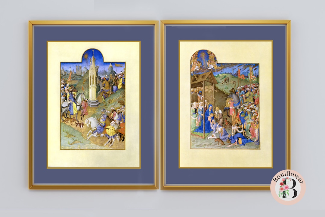Adoration of the Magi Set of 2 Illuminated Manuscript Reproductions ...