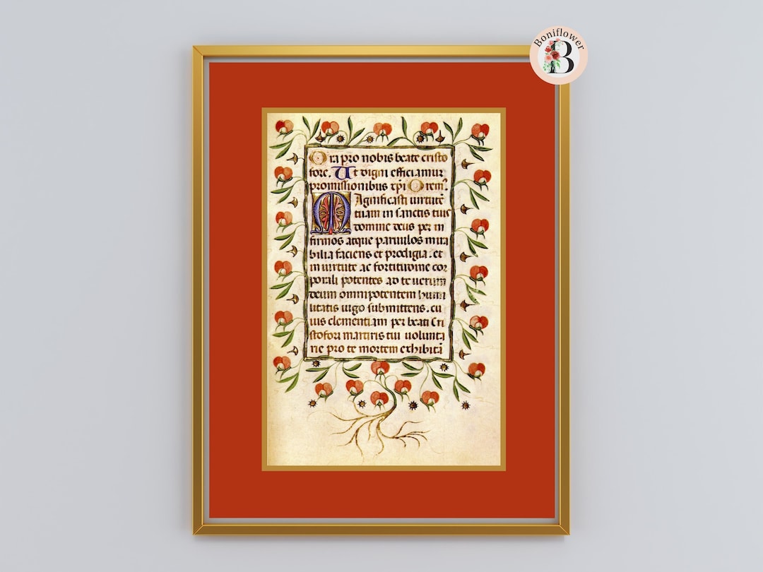 Magnificat Prayer Letter M Reproduction Medieval Illuminated Manuscript ...
