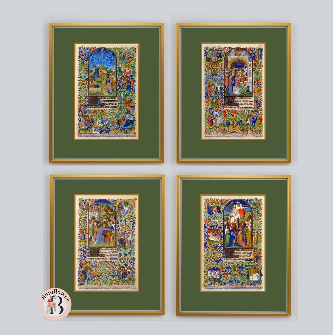 Four Jesus Good Friday Reproductions Medieval Illuminated Manuscript ...