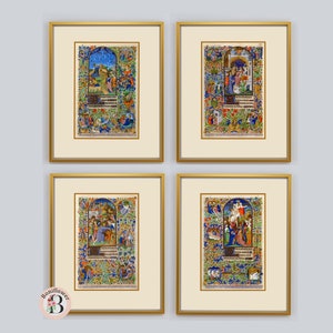Four Jesus Good Friday Reproductions Medieval Illuminated Manuscript ...