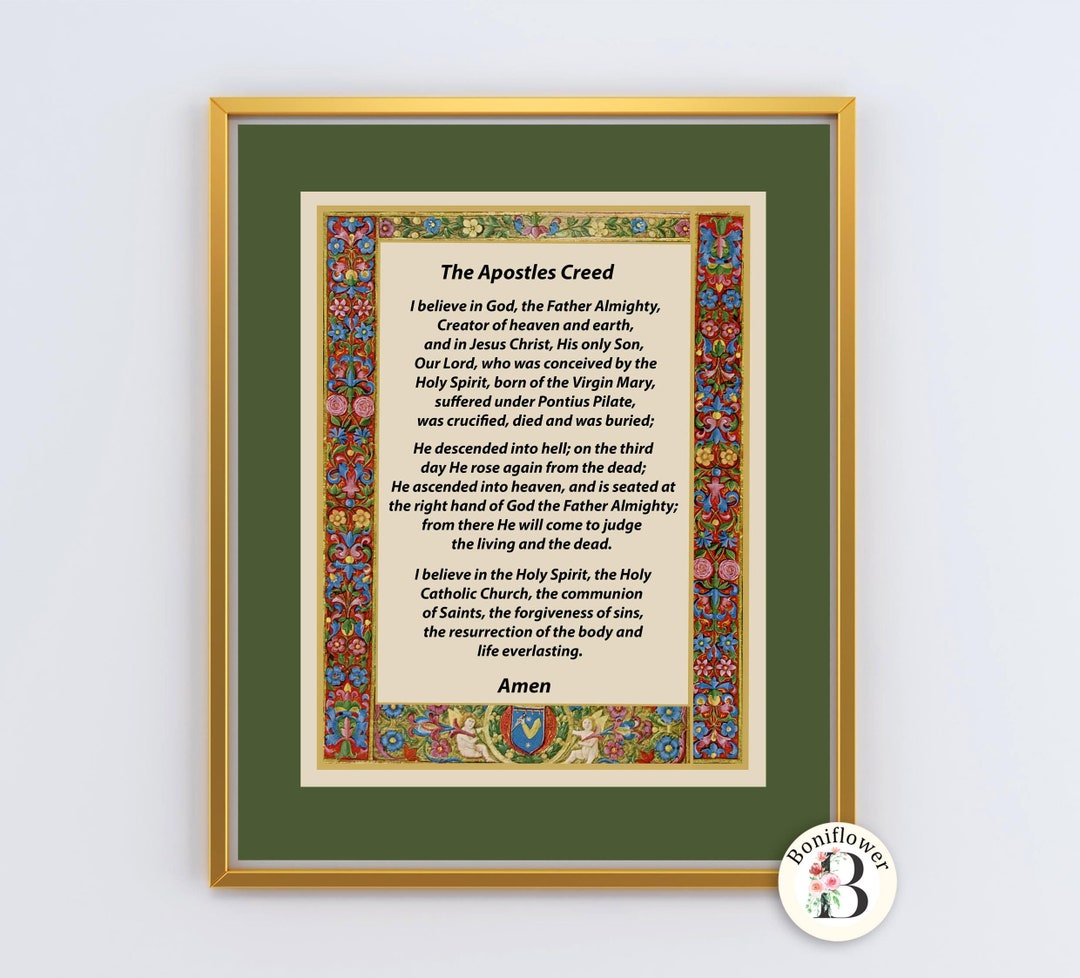 The Apostles Creed Prayer Digital Medieval Painting Catholic Christian ...