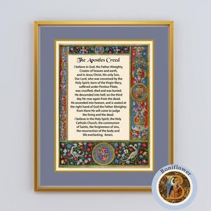 Apostles Creed Prayer Art Print: Medieval Catholic Christian (digital ...